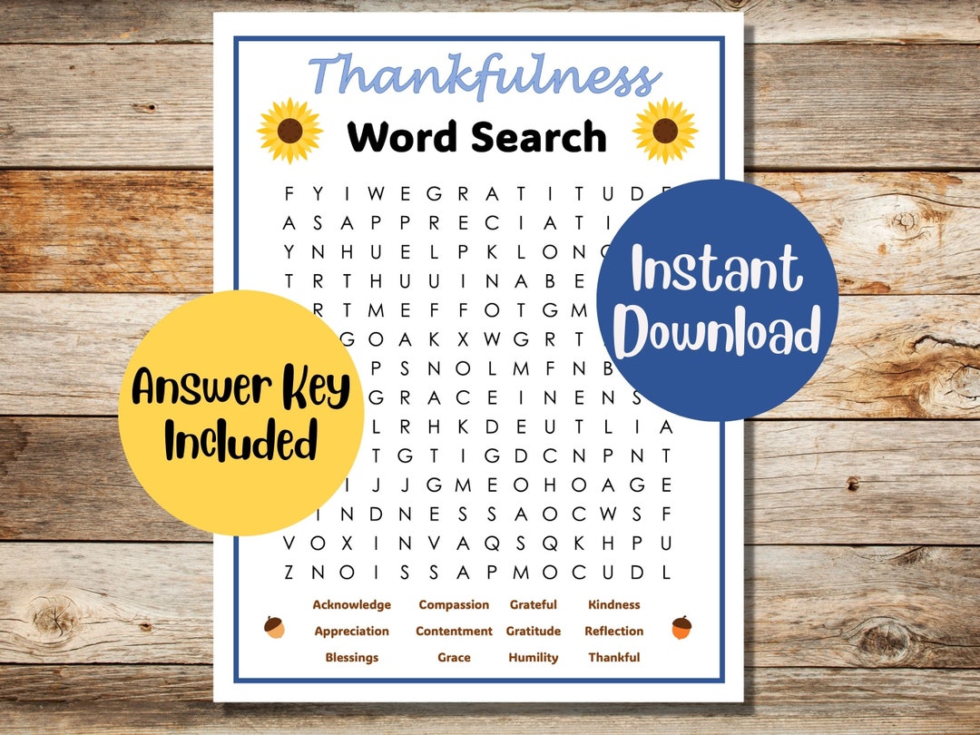 Printable Thanksgiving Word Search With Answers | Thanksgiving Word ...