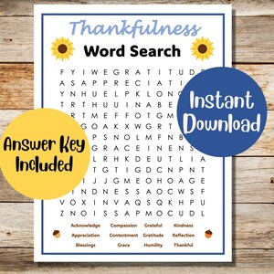 Printable Thanksgiving Word Search With Answers | Thanksgiving Word ...