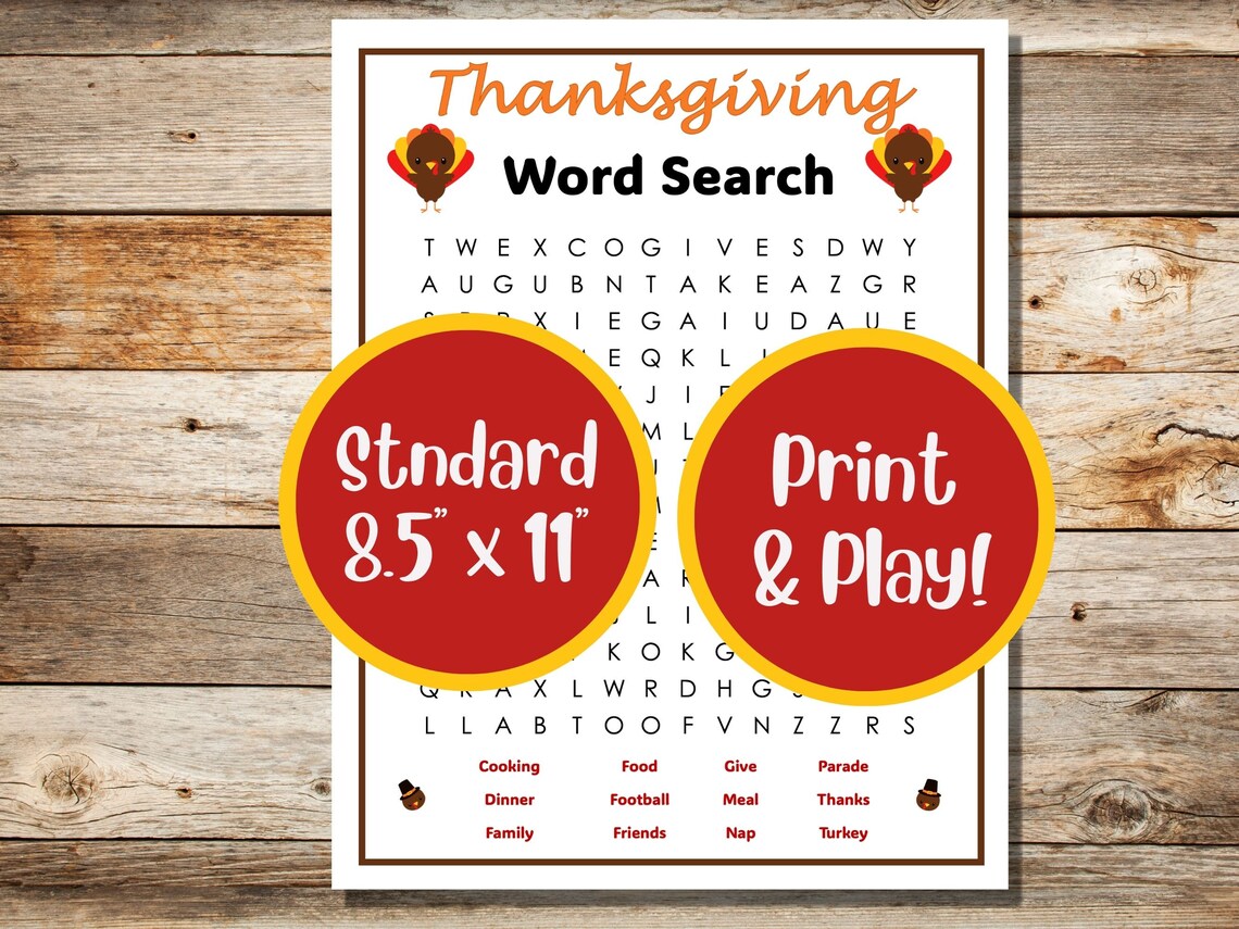 Printable Thanksgiving Word Search With Answers | Thanksgiving Word ...