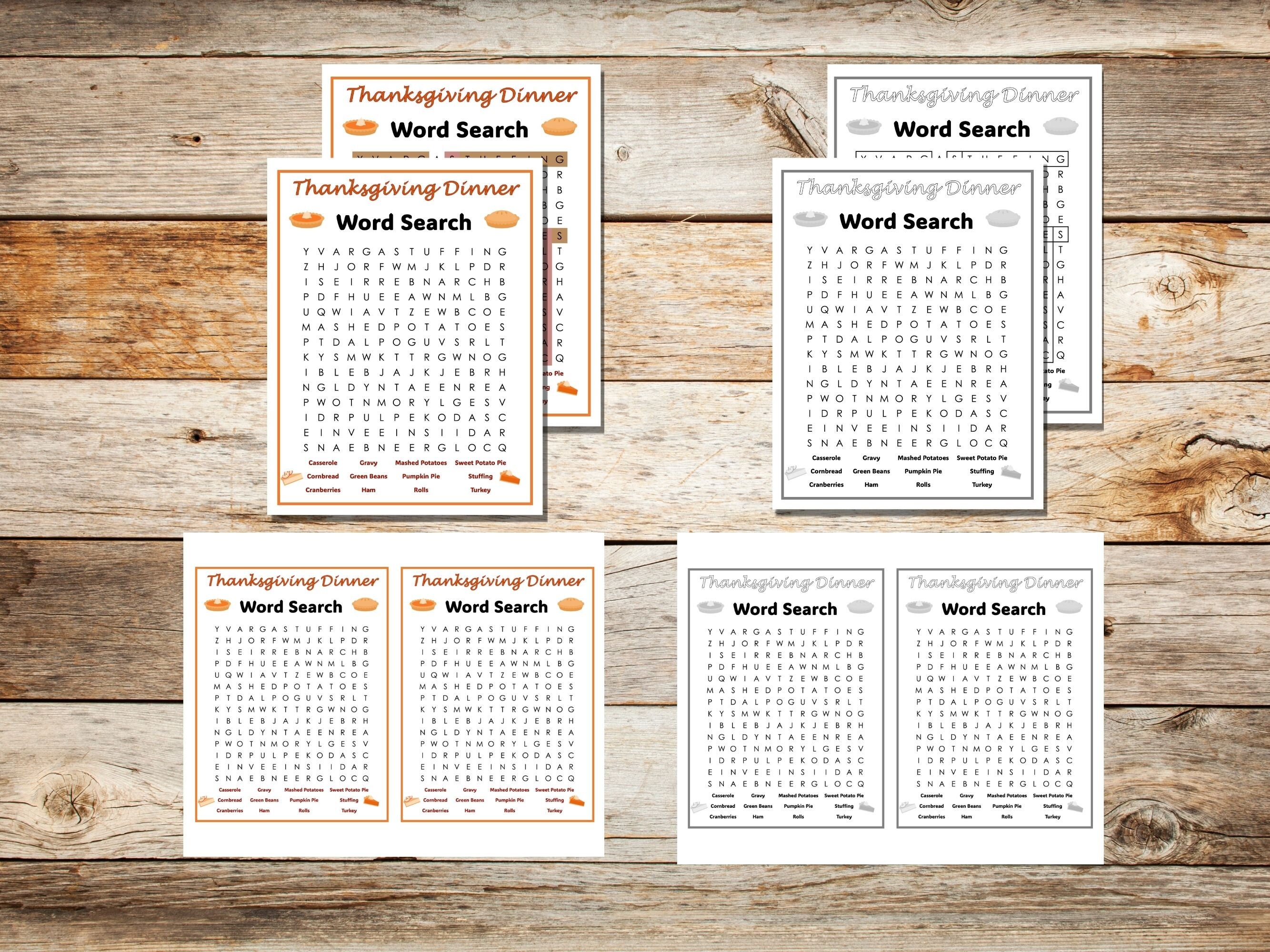 Printable Thanksgiving Word Search With Answers | Thanksgiving Day ...
