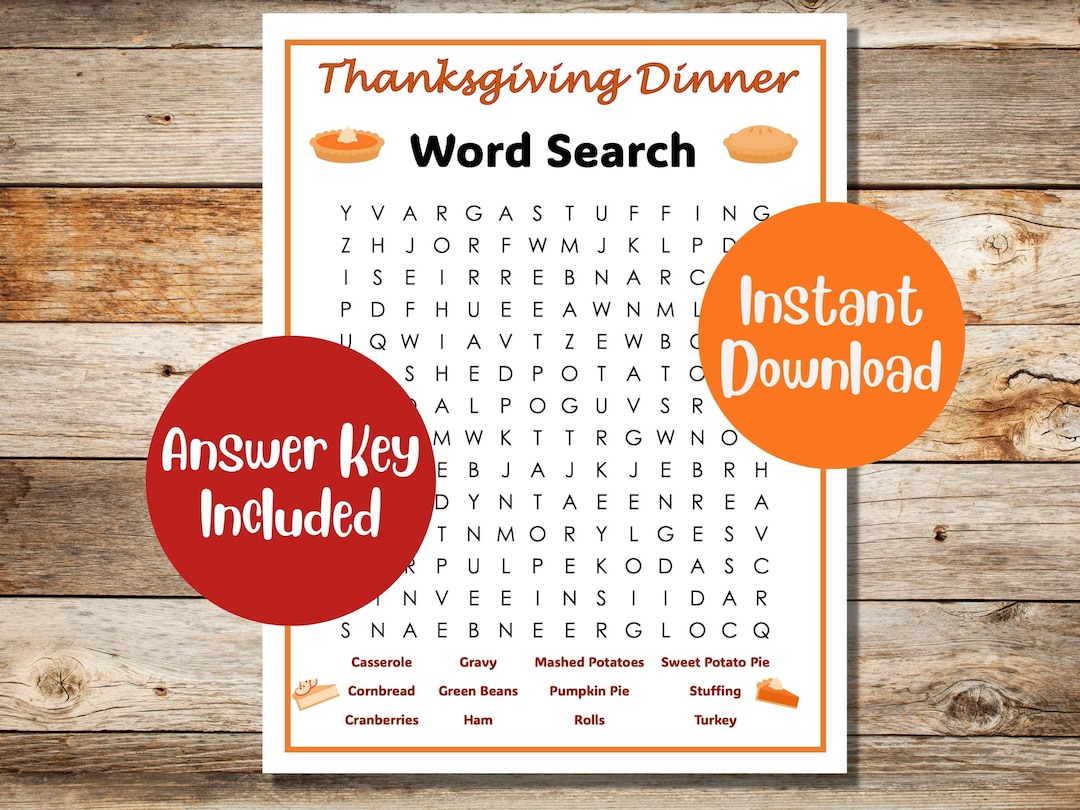 Printable Thanksgiving Word Search With Answers | Thanksgiving Day ...