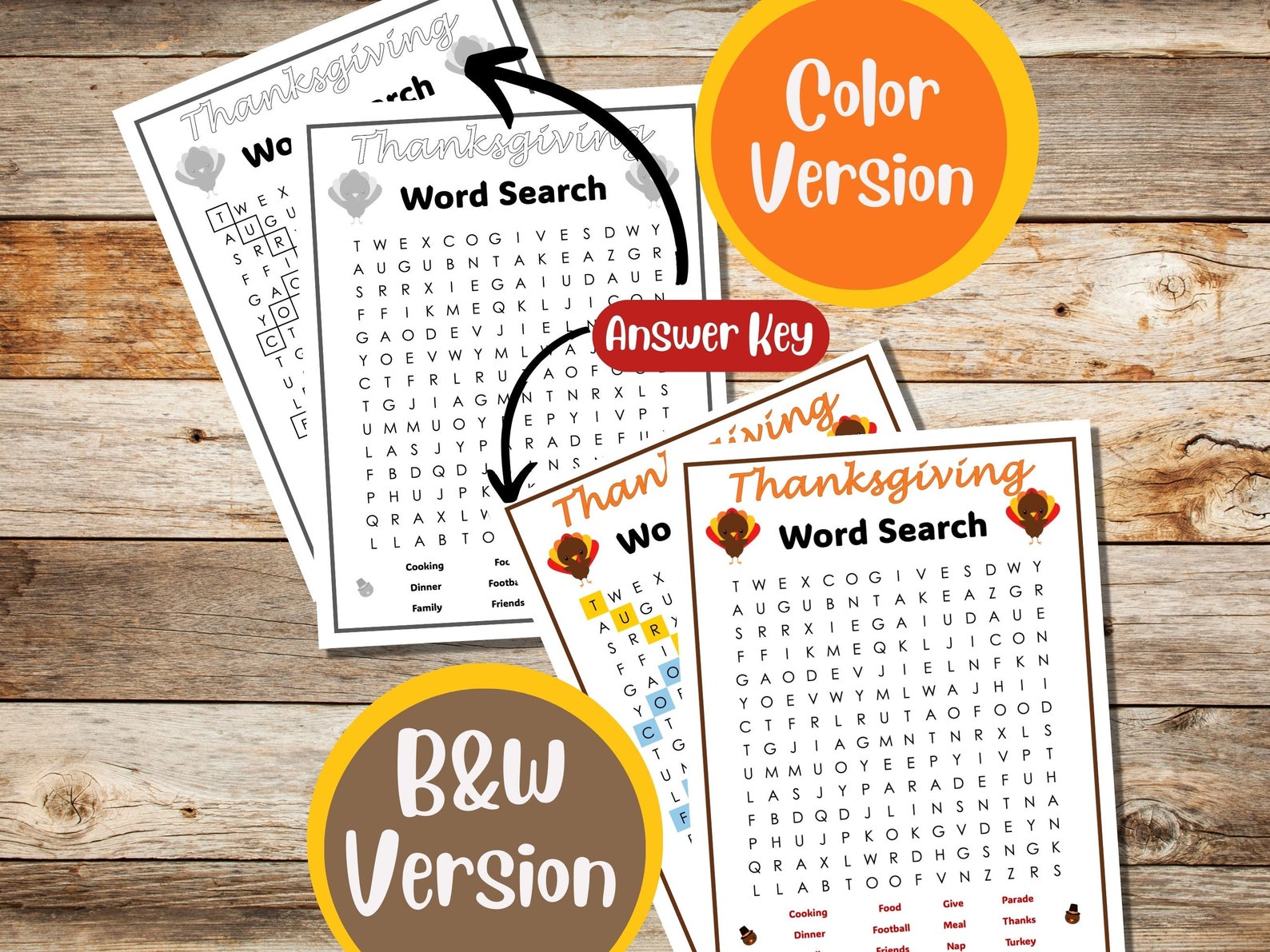 Printable Thanksgiving Word Search With Answers | Thanksgiving Word ...