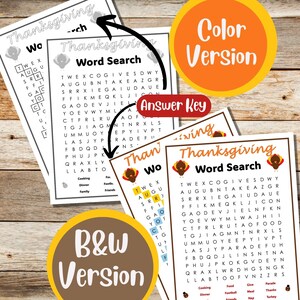 Printable Thanksgiving Word Search With Answers | Thanksgiving Word ...