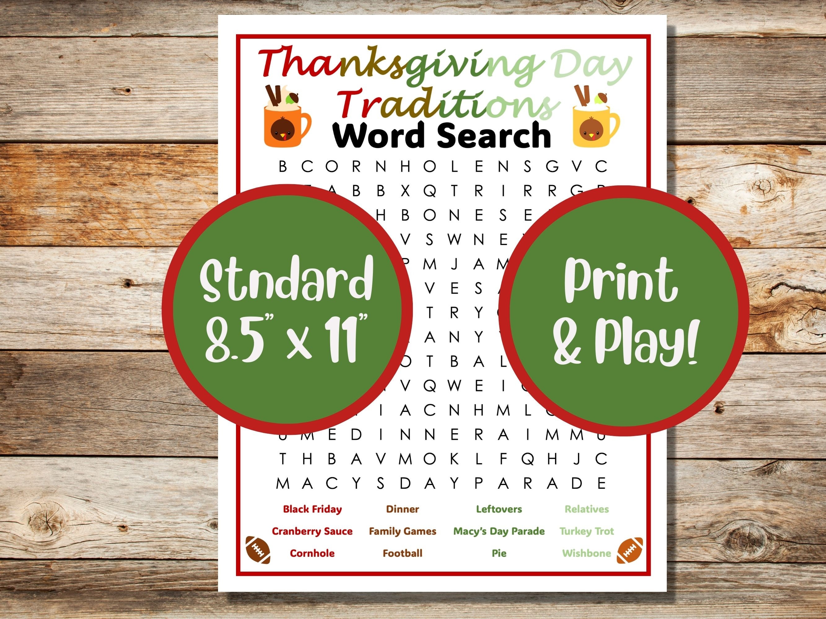 Printable Thanksgiving Word Search With Answers | Thanksgiving Word ...