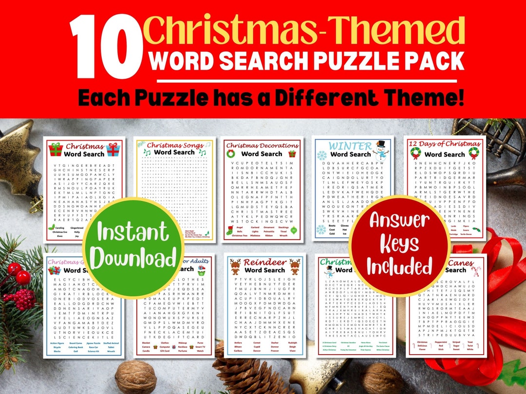 10 Pack Christmas Word Search Bundle - Etsy