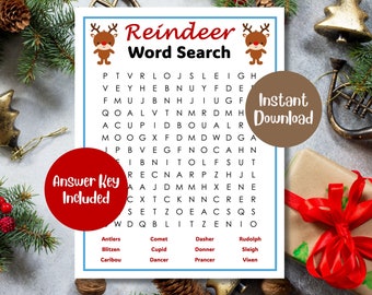Reindeer Word Search - Etsy