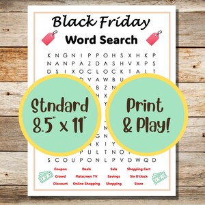 Printable Black Friday Word Search With Answers | Thanksgiving Word ...