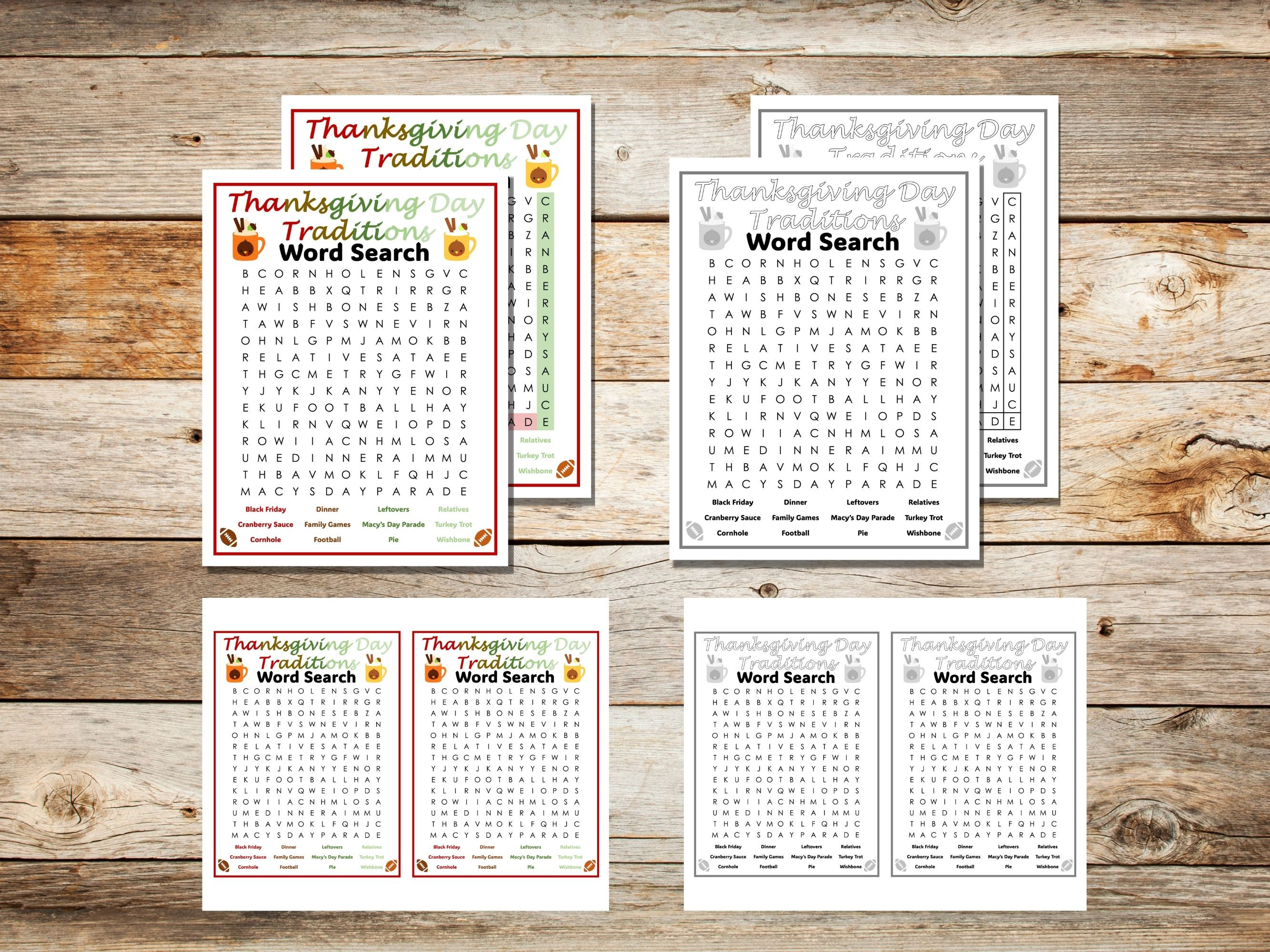 Printable Thanksgiving Word Search With Answers | Thanksgiving Word ...