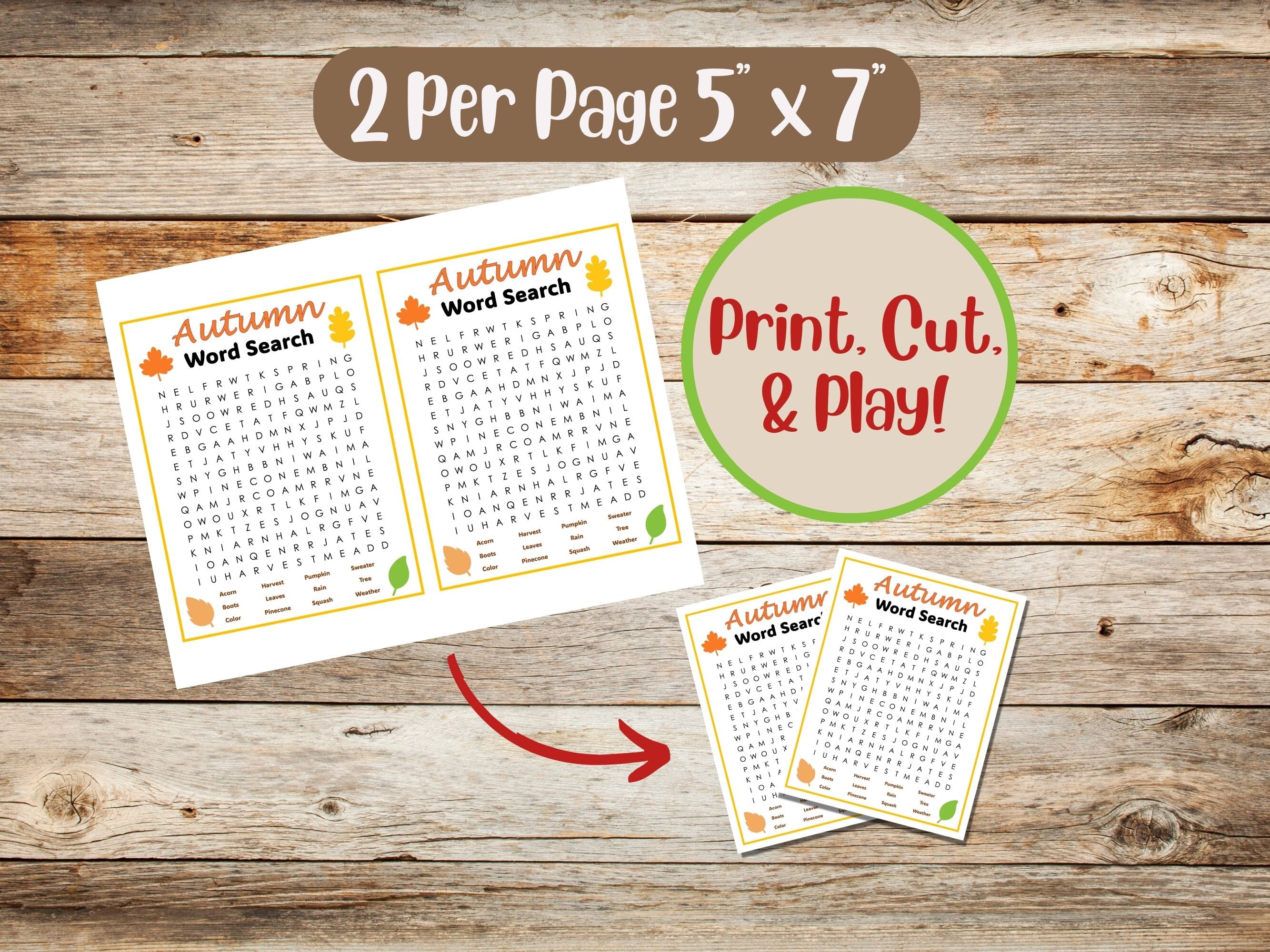 Printable Fall/autumn Word Search With Answers | Thanksgiving Word ...