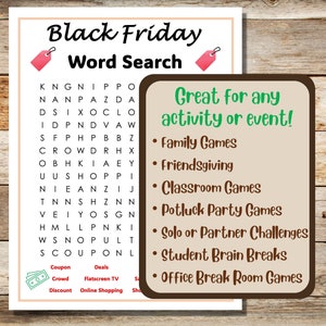 Printable Black Friday Word Search With Answers | Thanksgiving Word ...