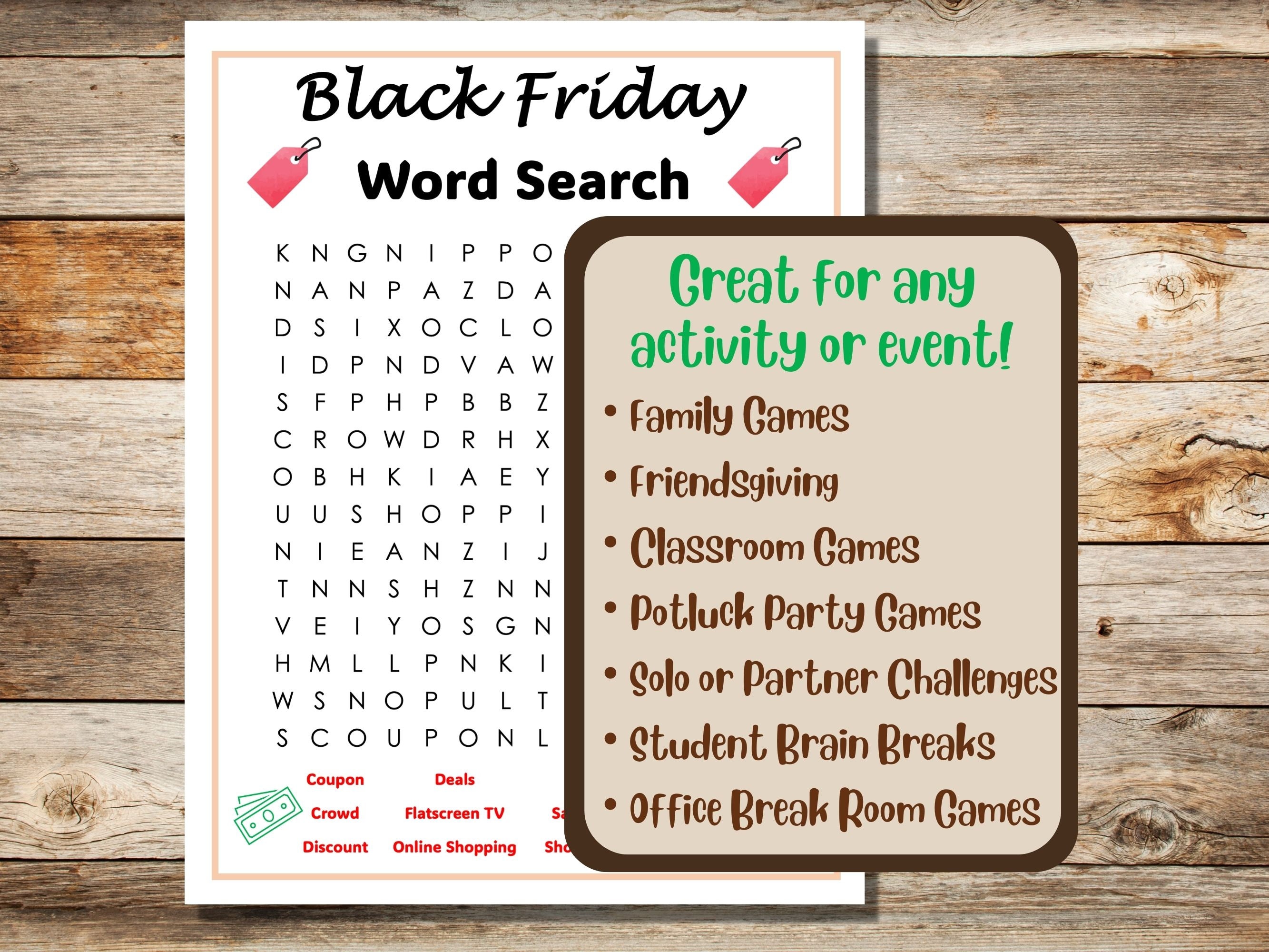 Printable Black Friday Word Search With Answers Thanksgiving - Etsy