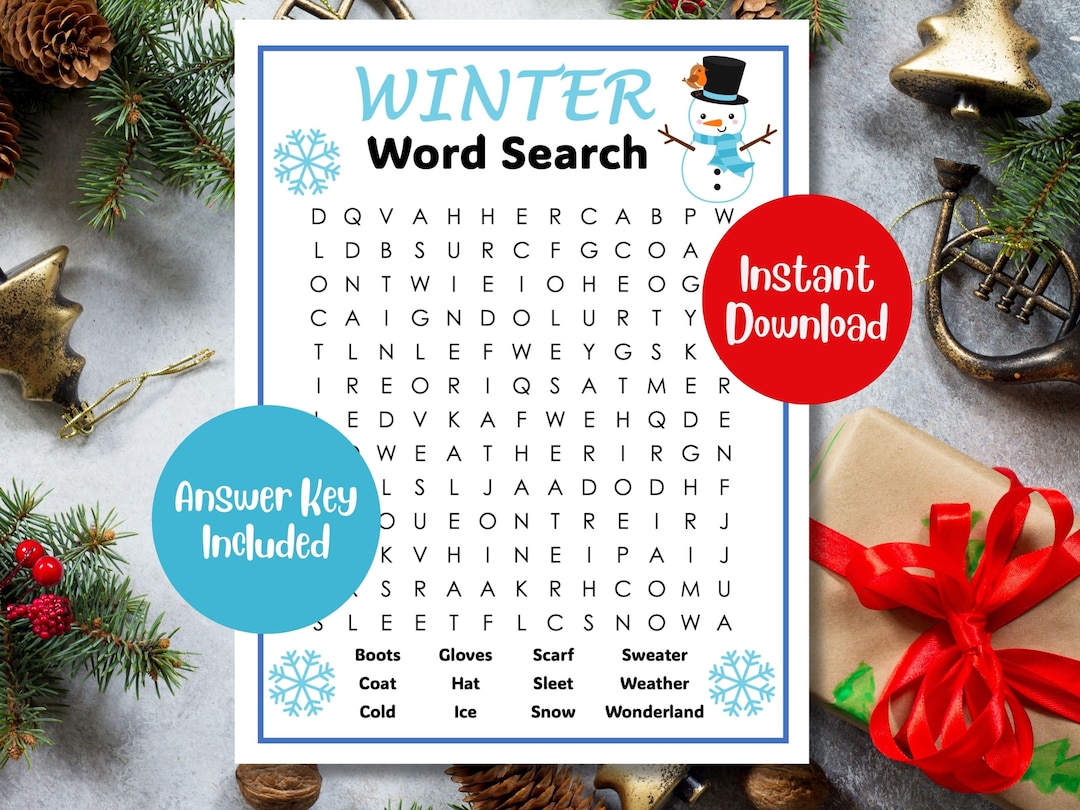 Winter Word Search | Christmas Word Search - Etsy