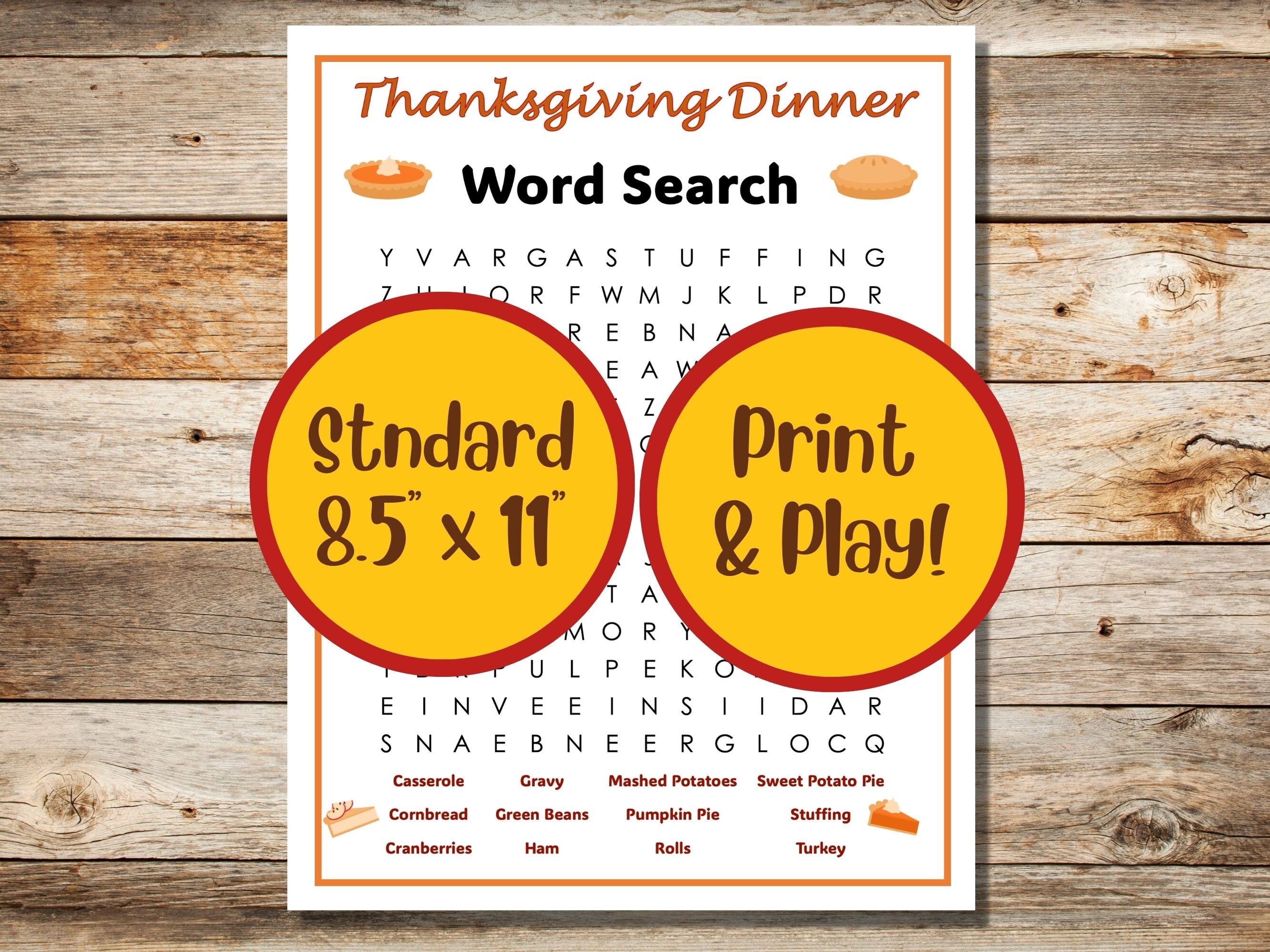 Printable Thanksgiving Word Search With Answers | Thanksgiving Day ...