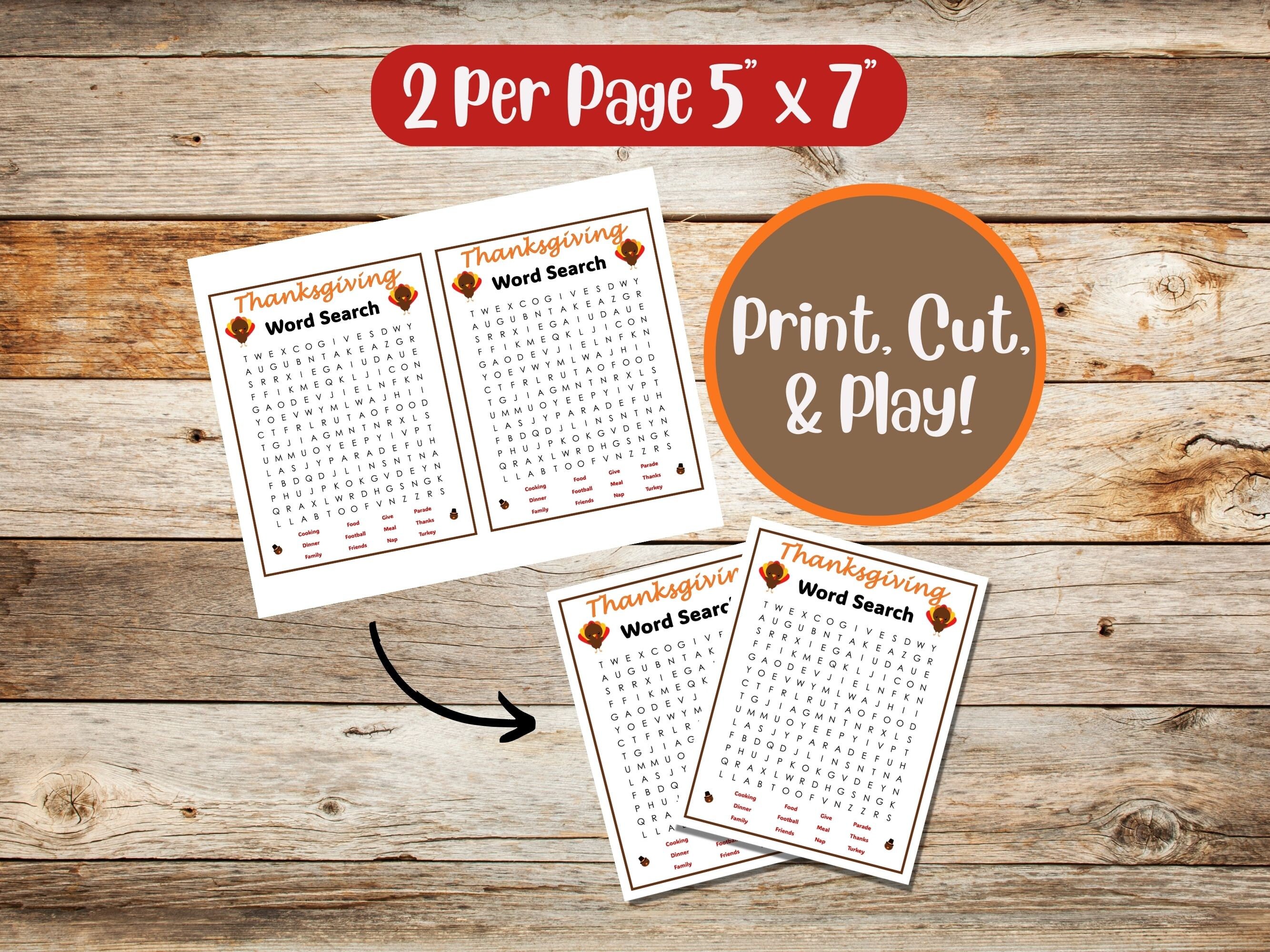 Printable Thanksgiving Word Search With Answers | Thanksgiving Word ...