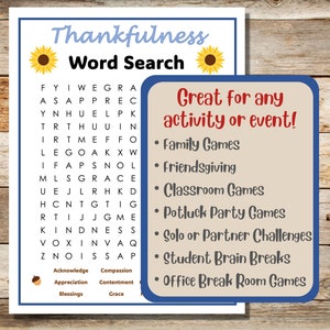 Printable Thanksgiving Word Search With Answers | Thanksgiving Word ...