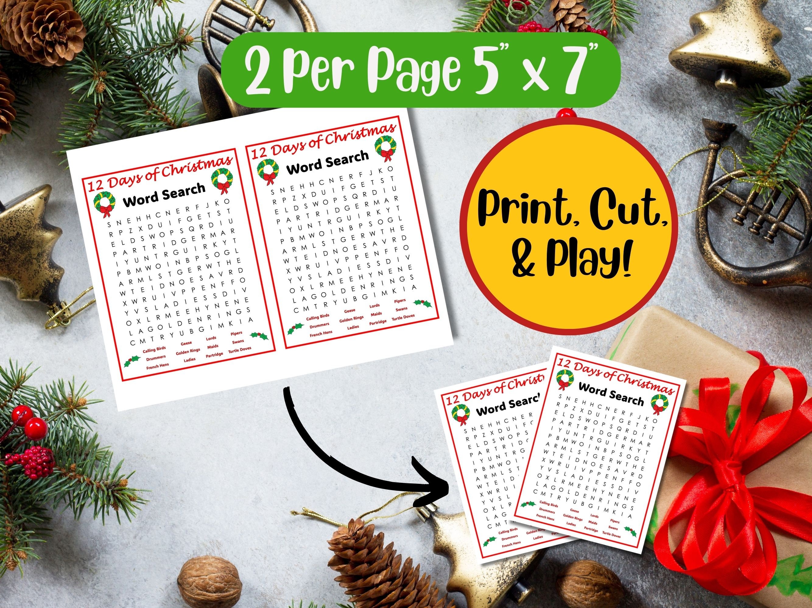 12 Days of Christmas Word Search | Christmas Word Search - Etsy