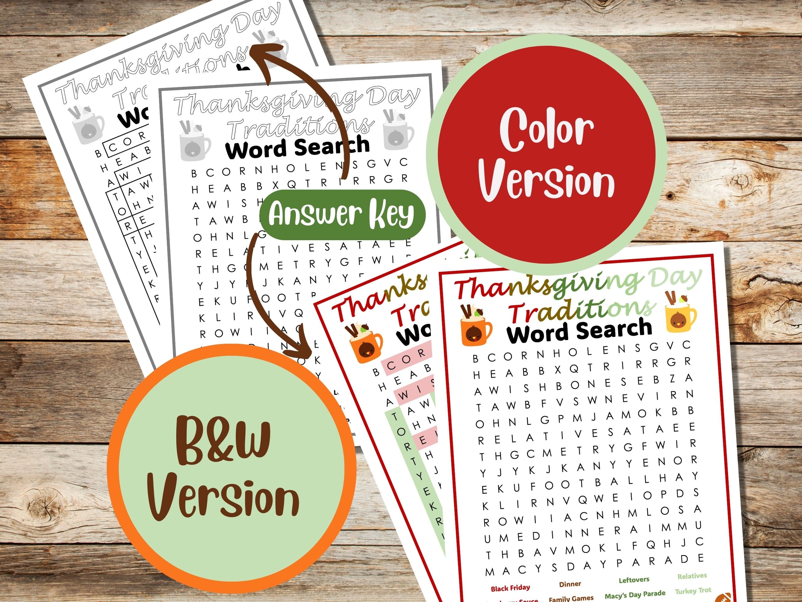 Printable Thanksgiving Word Search With Answers | Thanksgiving Word ...
