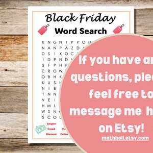 Printable Black Friday Word Search With Answers | Thanksgiving Word ...