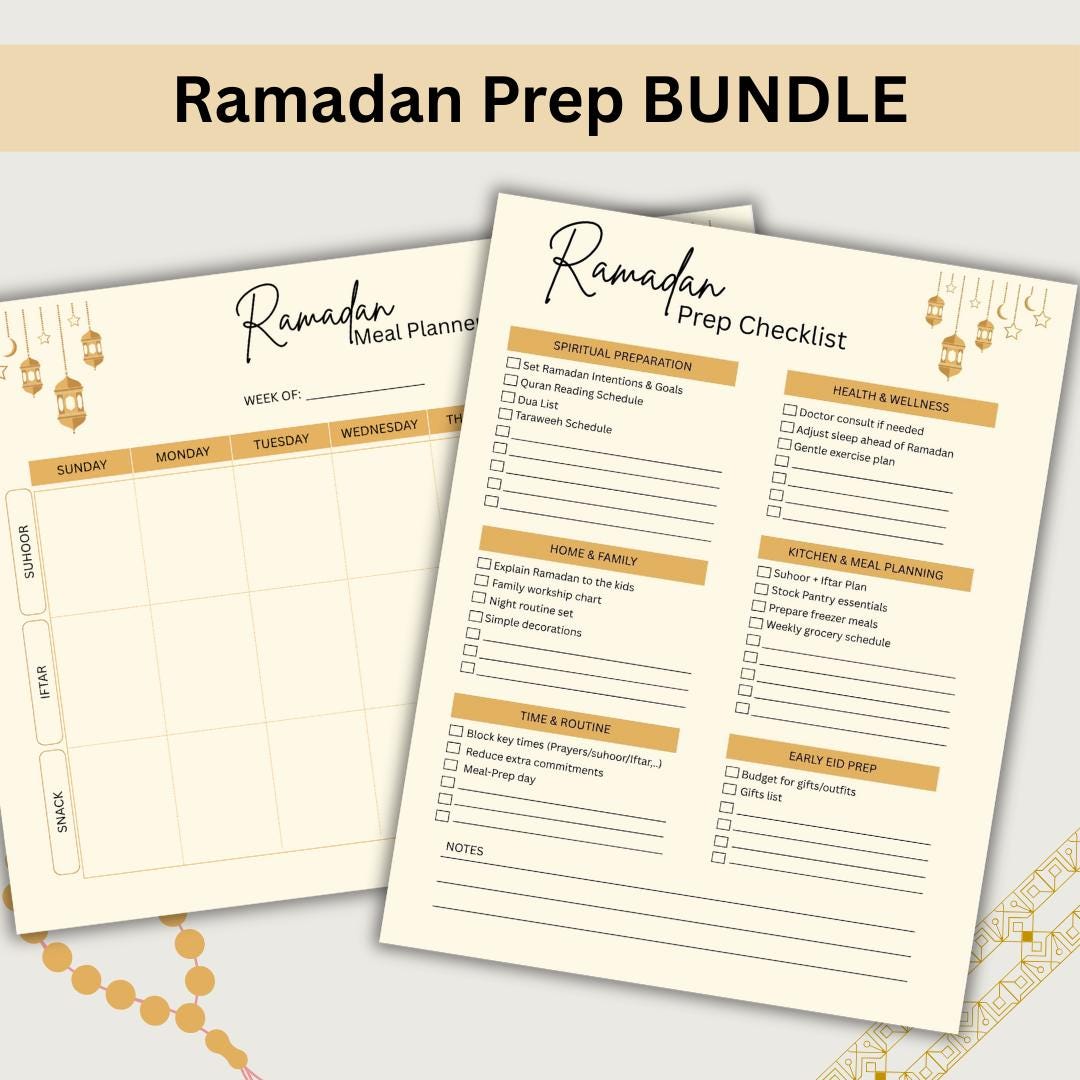 Ramadan Planner Bundle Printable | Ramadan Prep Checklist + Meal ...