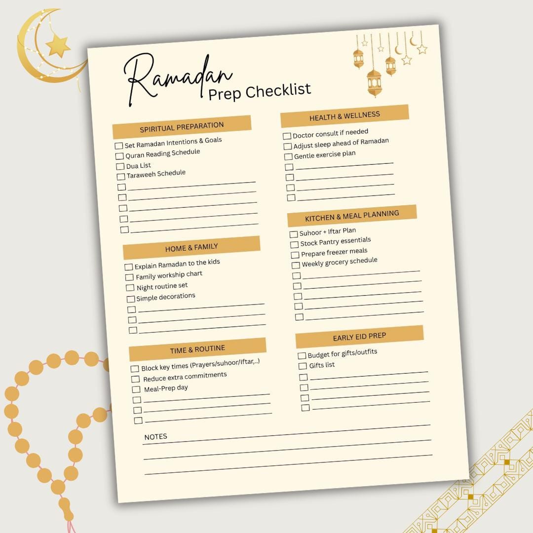 Ramadan Prep Checklist Printable | Minimalist Pastel Ramadan Planner ...