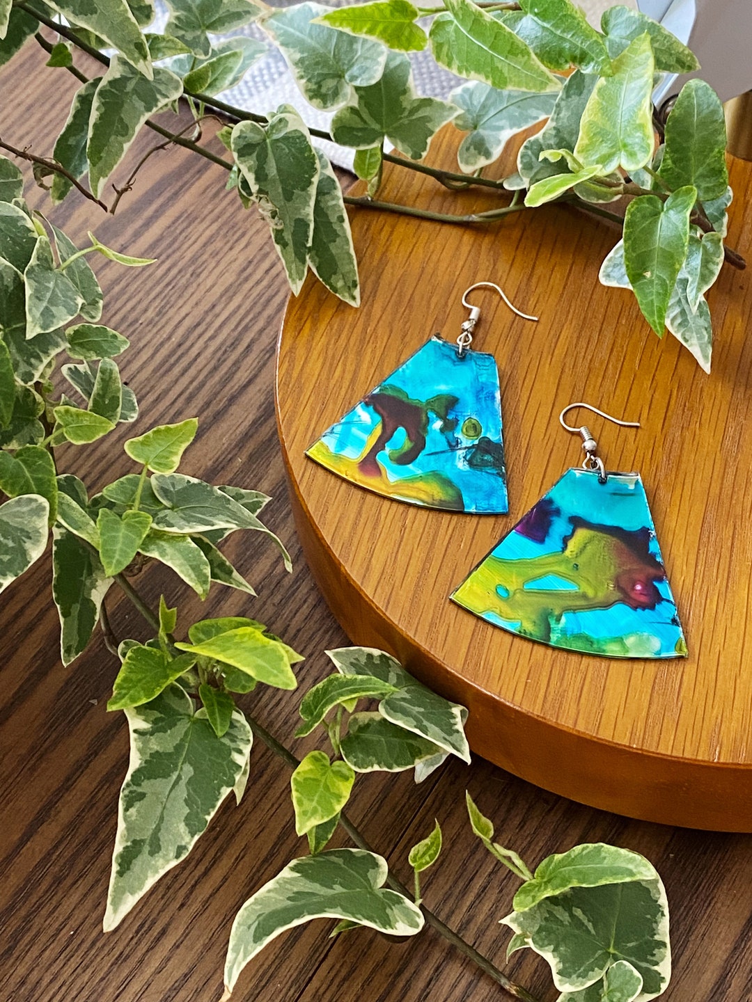 Tie Dye CD Earrings | Upcycled Handmade Hippie Jewelry | Recycled Eco ...