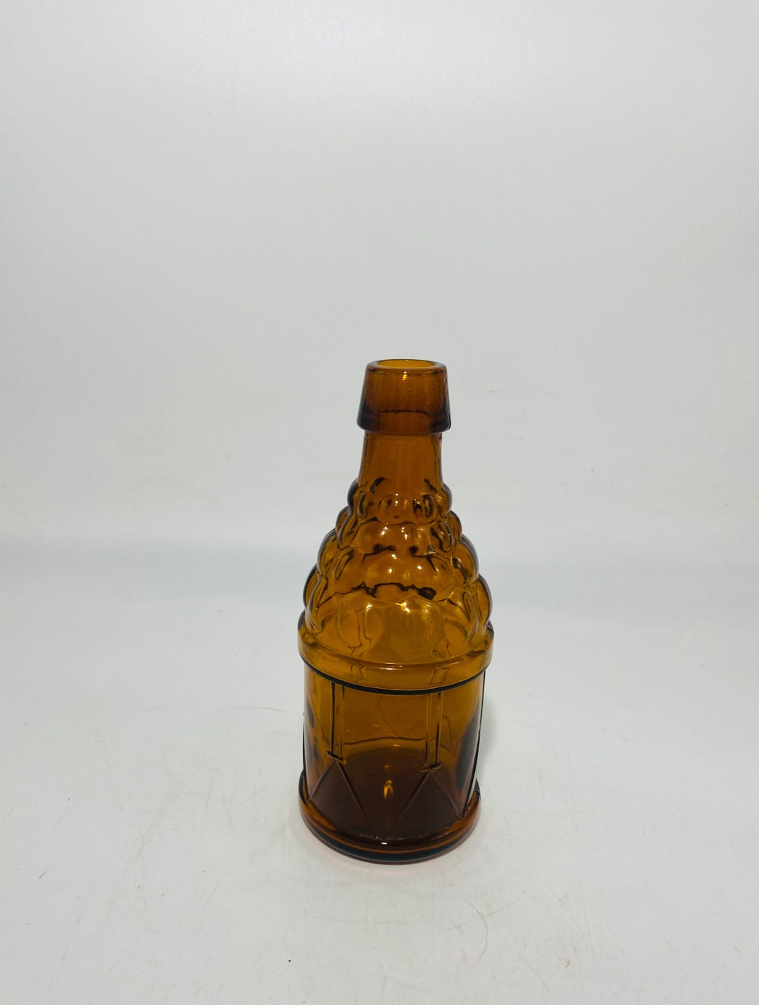 Vintage Brown Bottle / Antique / Beautiful Detail / Amber Glass - Etsy