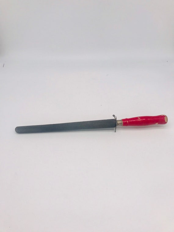 Vintage Red Wood Handle Knife Sharpener | Etsy