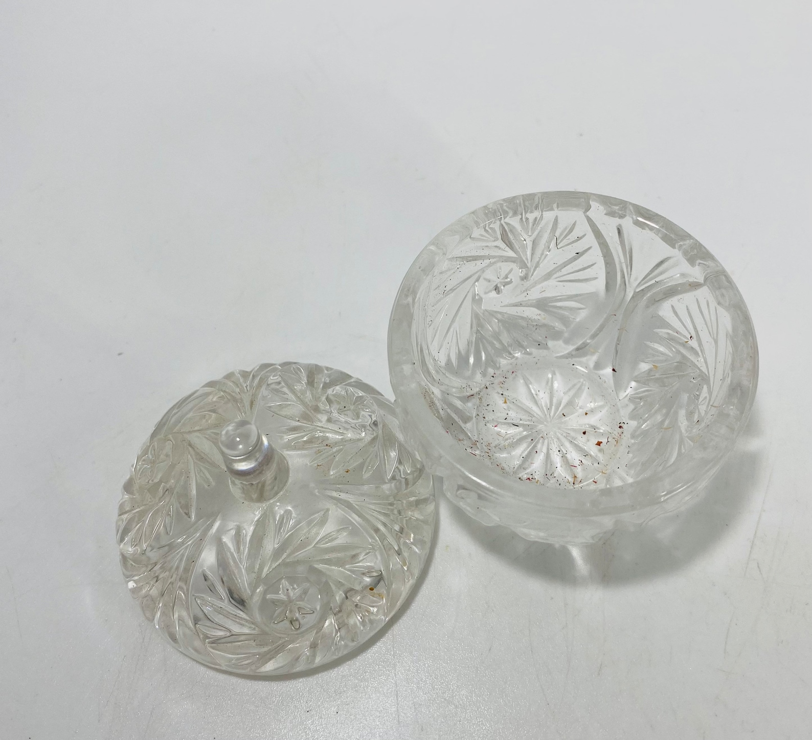 Vintage Small Glass Bowl With Lid / Glass Container / Trinkets - Etsy