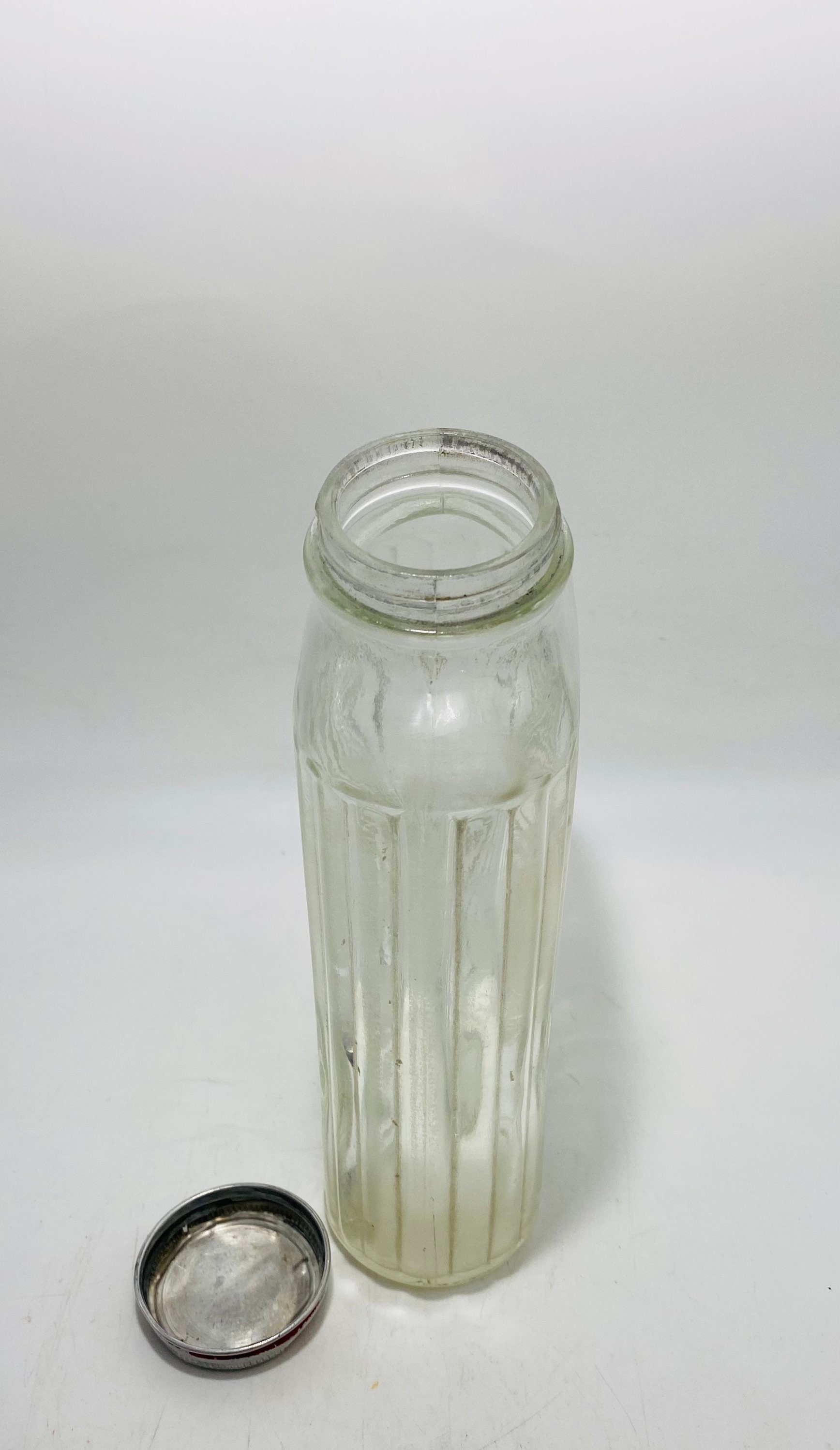 Glass Water Bottle / Heavy Glass Bottle With Red Lid / - Etsy