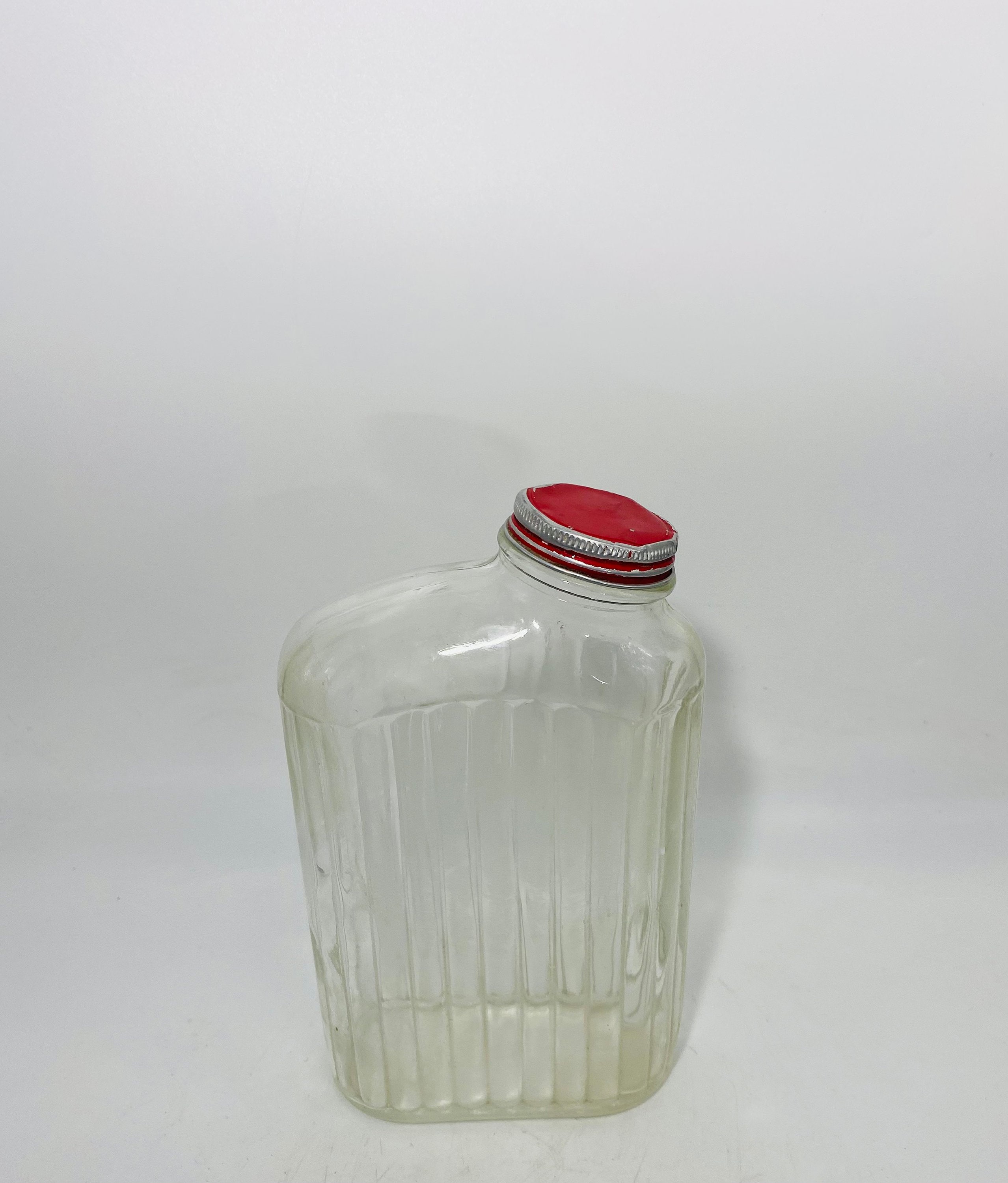 Glass Water Bottle / Heavy Glass Bottle With Red Lid / - Etsy