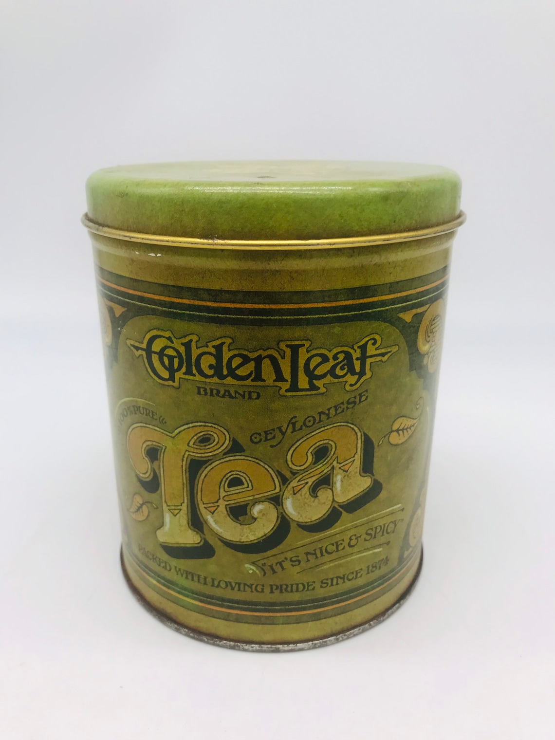 Vintage Tea Tin Green Tin Kitchen Decor - Etsy