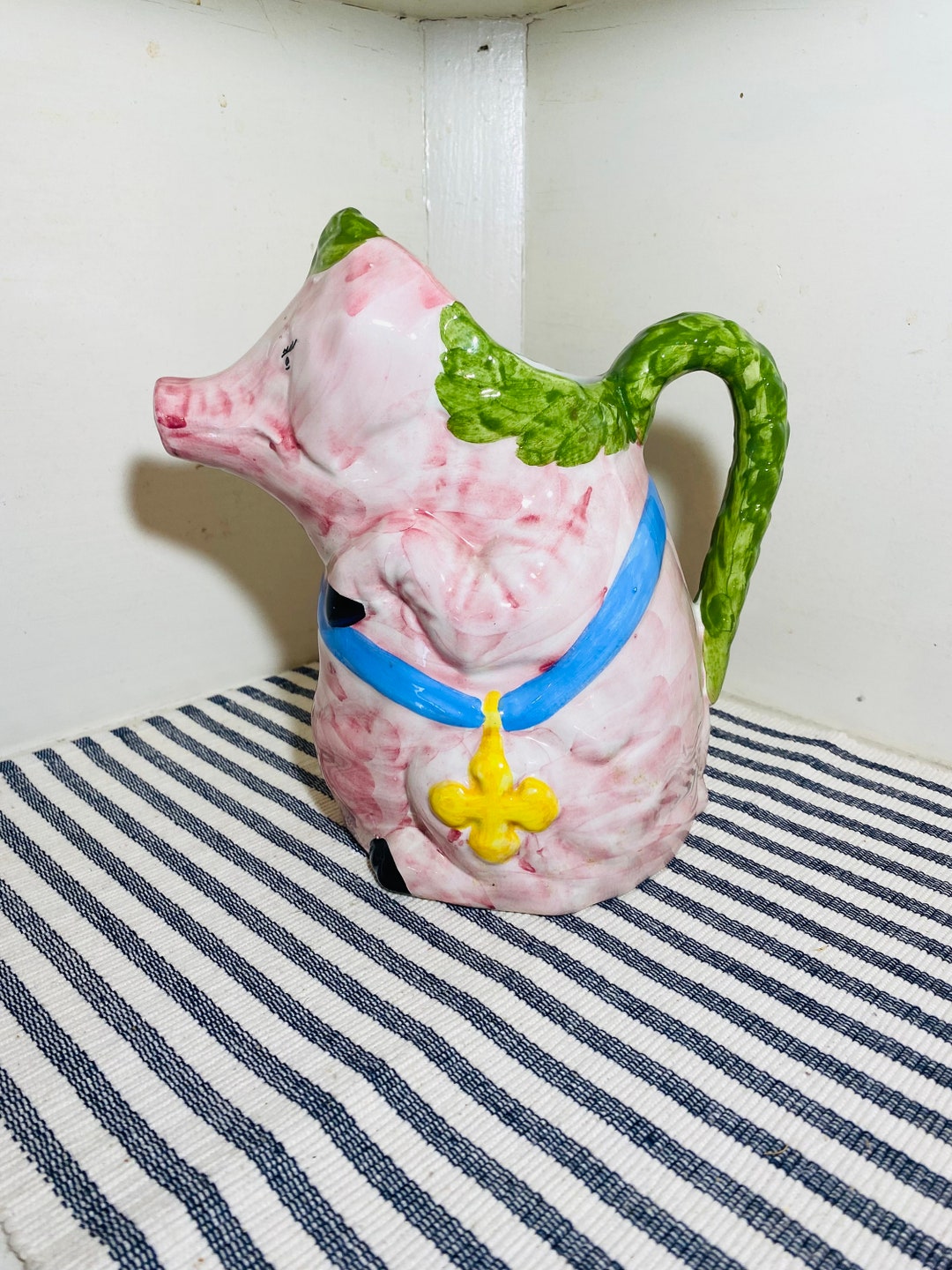 Beautiful Vintage Piglet Pitcher, Made in Italy, Pink Pig - Etsy