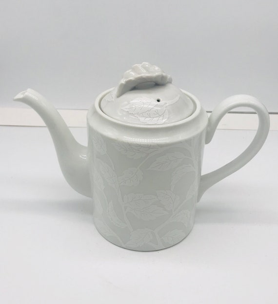 Vintage Shafford Teapot White Leaf Fine Porcelain | Etsy