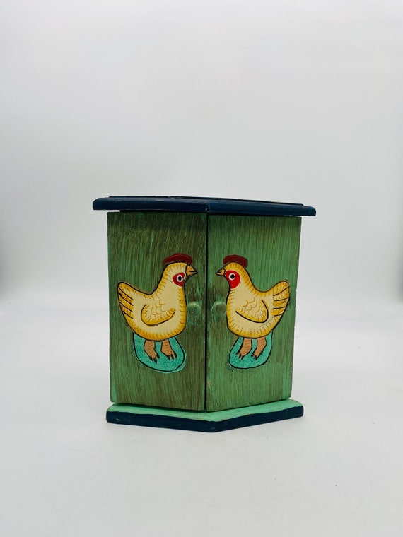 Vintage Wooden Rooster Storage Container Kitchen Decor | Etsy