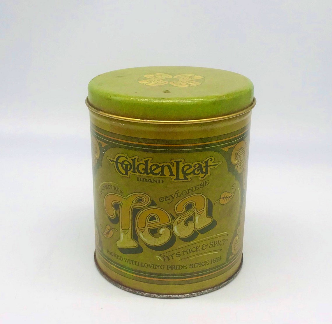 Vintage Tea Tin Green Tin Kitchen Decor - Etsy
