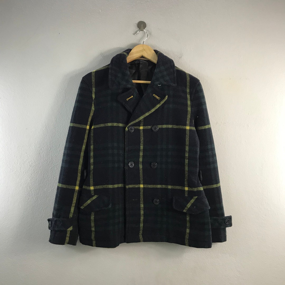 Vintage Boycott Checkered Tartan Peacoat Japanese Brand Style Menswear ...