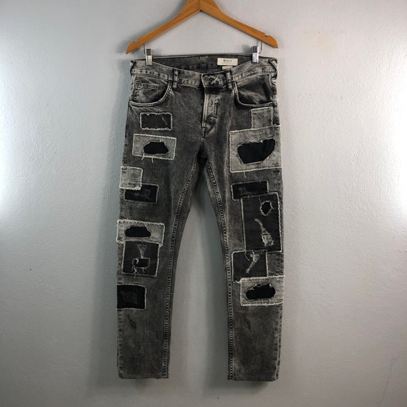 Patchwork & Drain Acid Wash Japanese Brand Stylish fa… - Gem