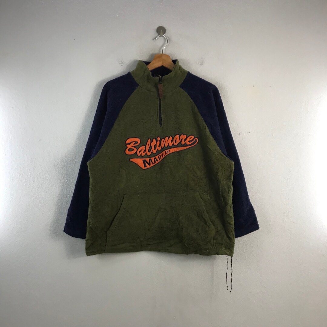 Vintage Baltimore Maryland Half Zipper Fleece Style Casual Embroidered ...