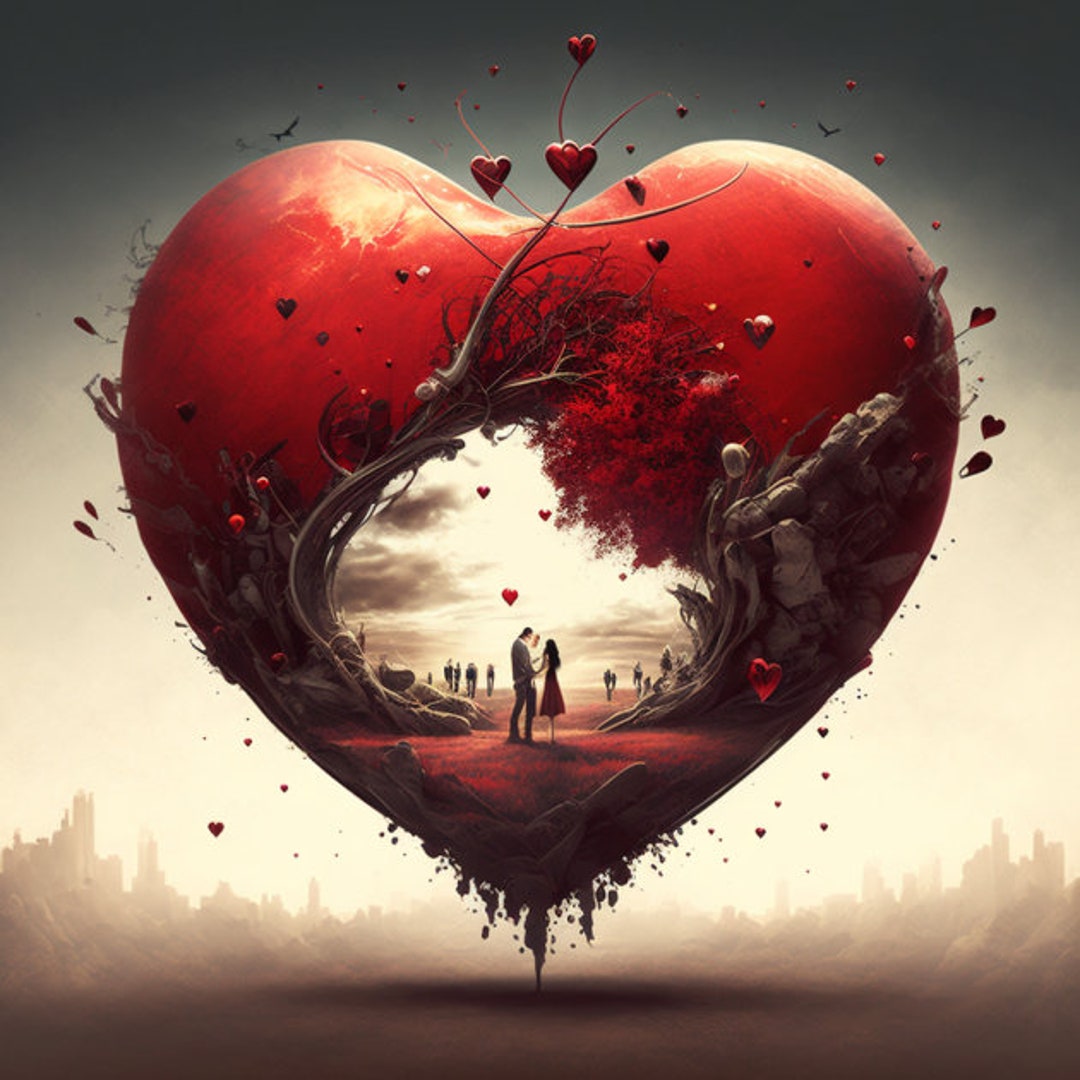 VALENTINES DAY Digital Art Instant Download Printable Home Decor, HEART ...