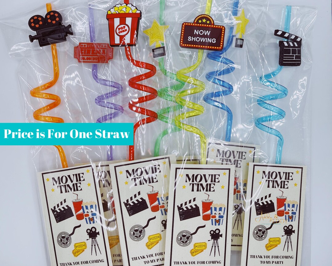 Movie Night Birthday Favors, Movie Night Straw, Movie Night Party ...