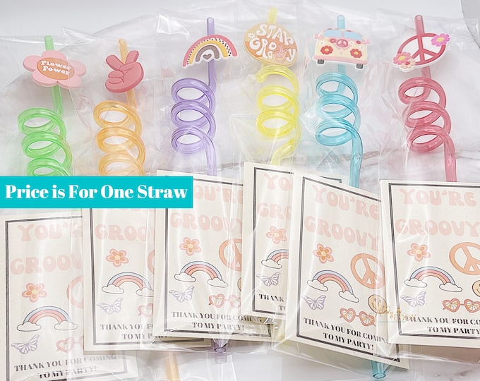 Groovy Birthday Favors, Groovy Straw, Peace and Love Party Favors, Boho ...