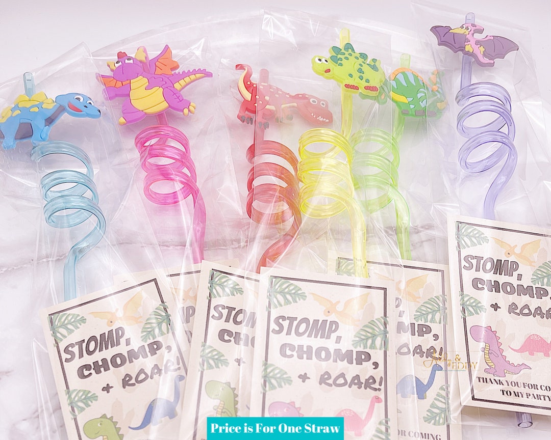 Dinosaur Birthday Favors, Dinosaur Straw, Dinosaur Party Favors, Pink ...