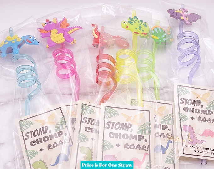 Dinosaur Birthday Favors, Dinosaur Straw, Dinosaur Party Favors, Pink ...