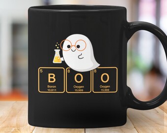 Boo Halloween Science Mug Periodic Table of Elements Scary Scientist ...