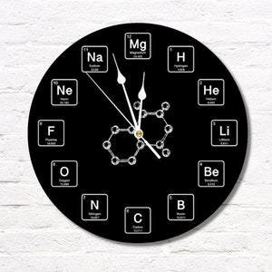 Chemistry Wall Clock With Periodic Table Numbers 9.8 Diameter, Great ...