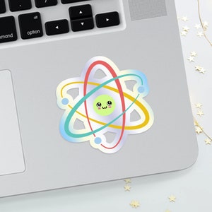 Cute Atom Sticker, Holographic Vinyl, Stick on a Laptop, Notebook ...