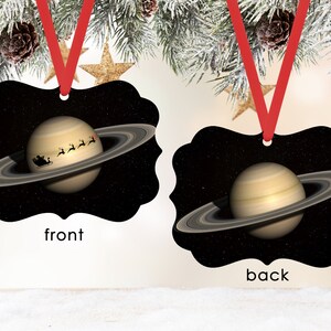 Personalized Saturn Ornament With Santa and Reindeer, Saturn Christmas ...