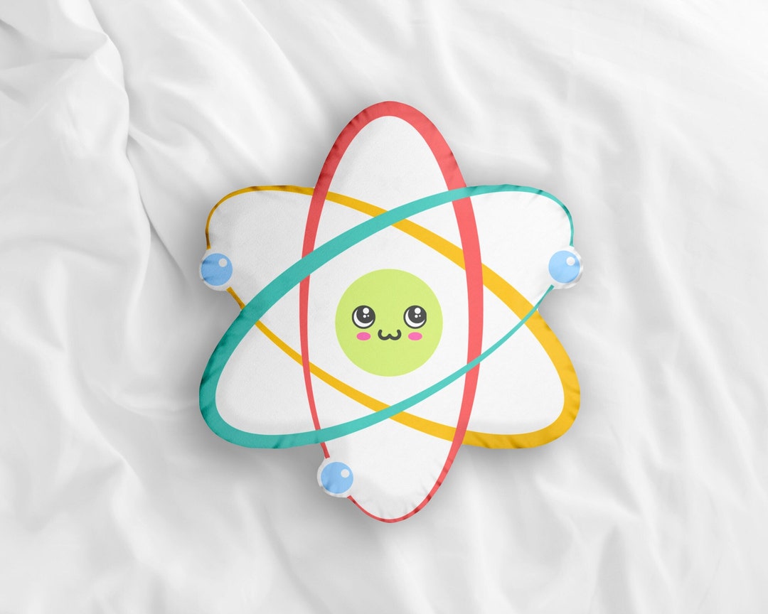 Kawaii Atom Throw Pillow, Classroom, Living Room or Becroom Decor, Gift ...