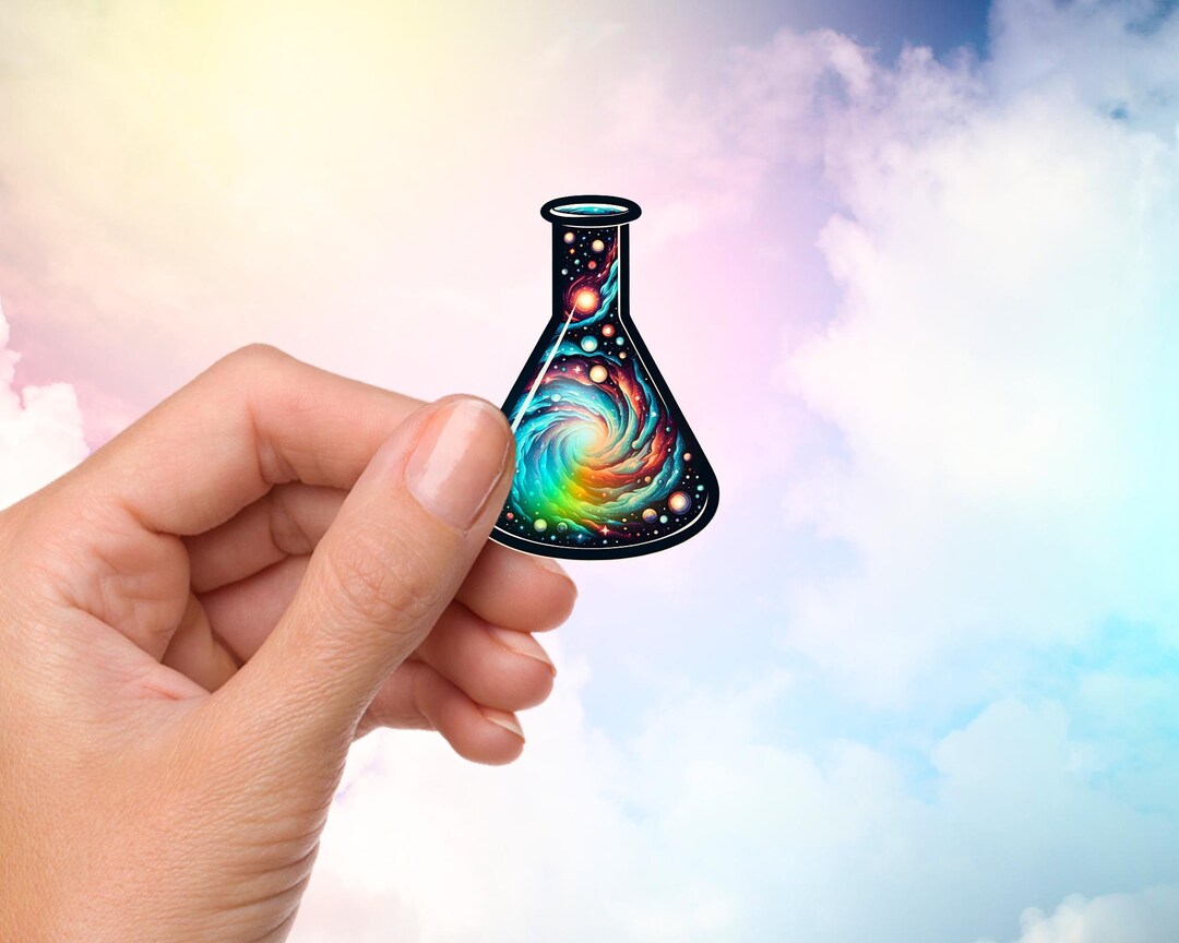Galaxy Flask Chemistry Sticker, Holographic Science Sticker, Gift for ...