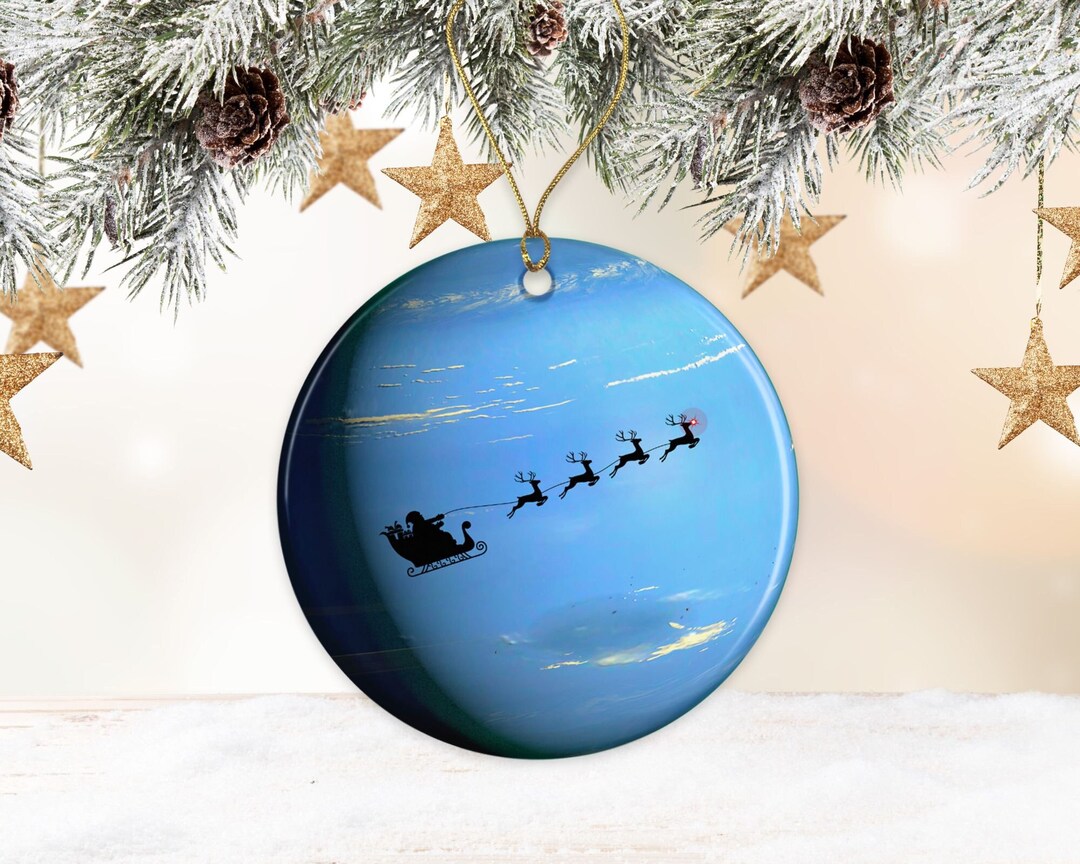 Personalized Neptune Ornament With Santa and Reindeer, Christmas ...
